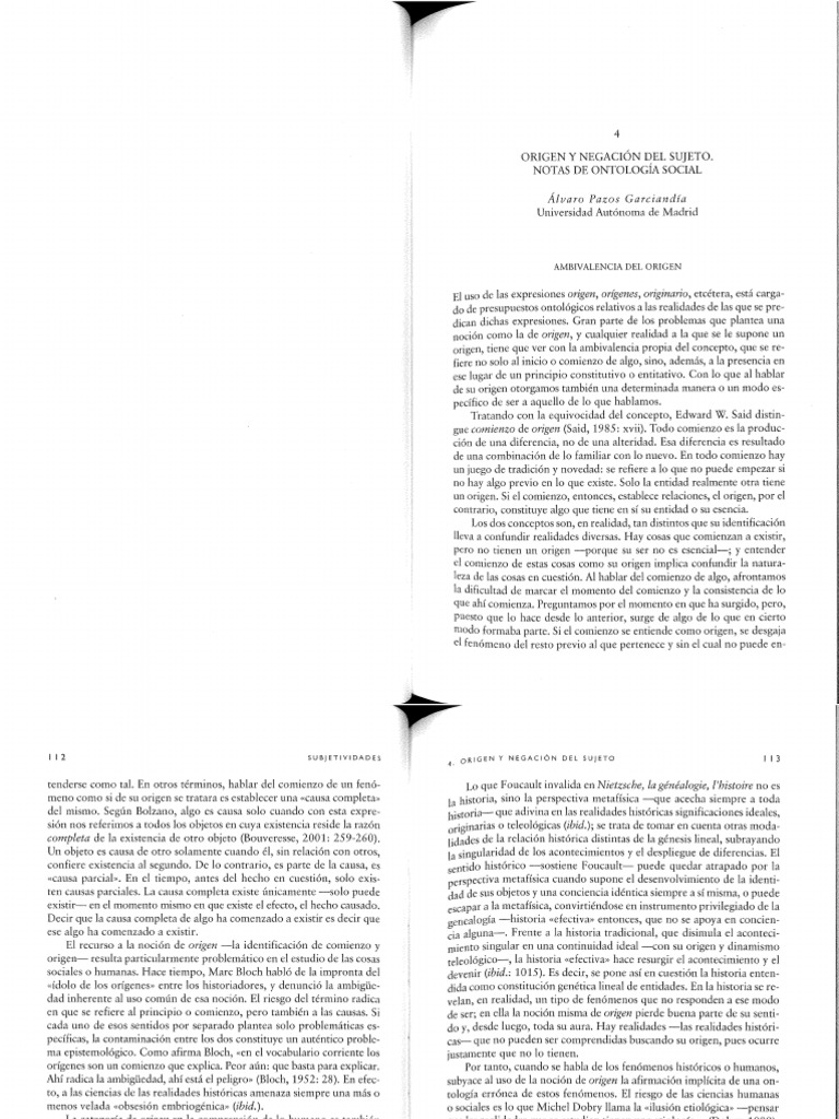 Origen y Negación Del Sujeto | PDF
