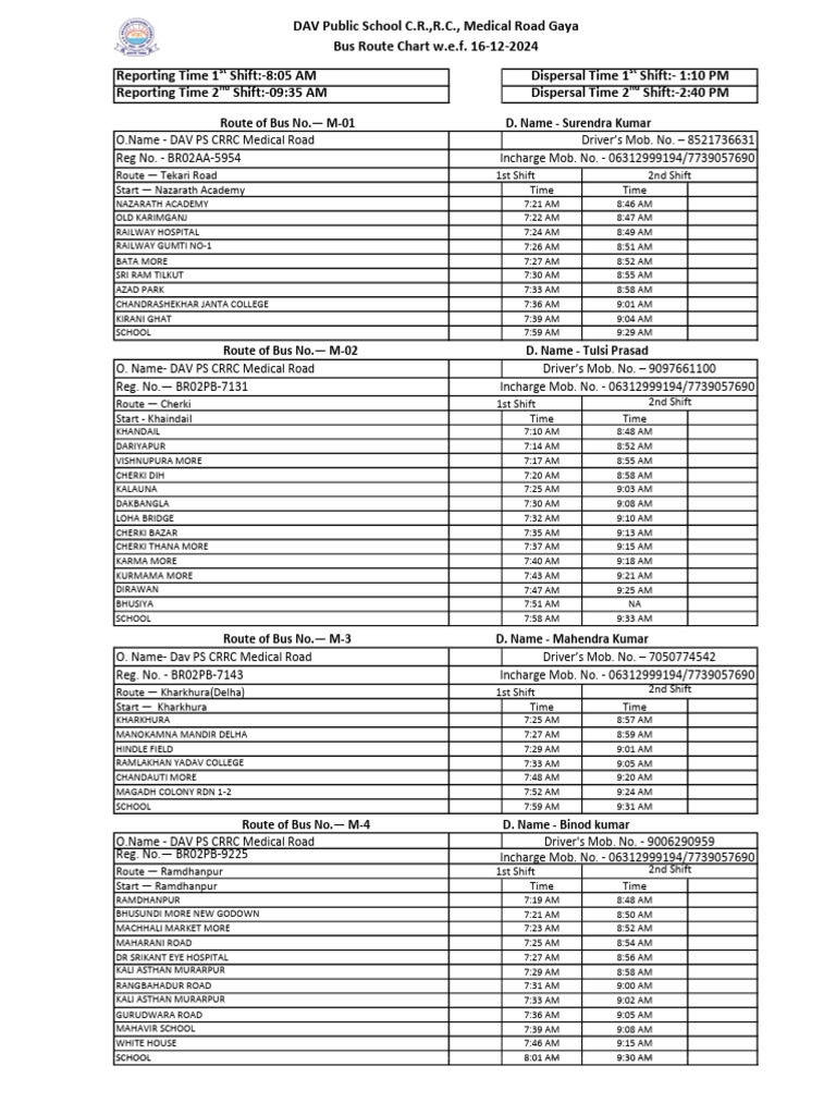 Route Chart Wef 16-12-2024 | PDF