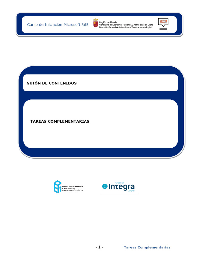 Tareas Complementarias Iniciación A Microsoft 365 | PDF