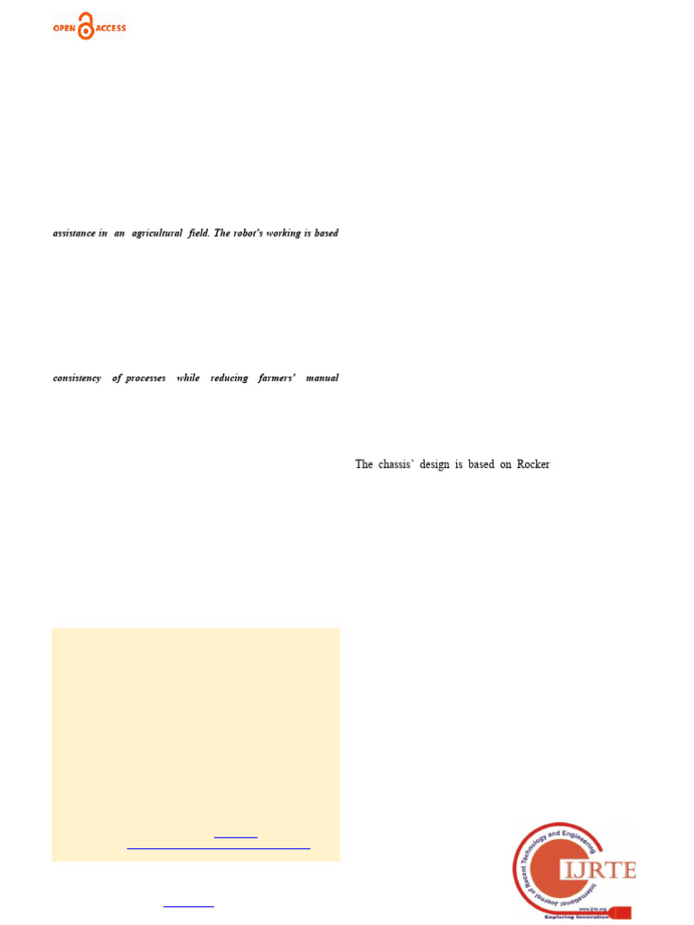 Agrobot Agriculture Assistance Robot Using Rocker Bogie Mechanism And