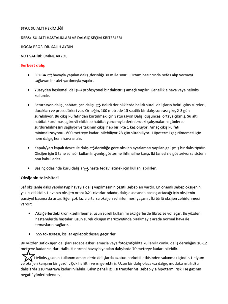 2 - Su Alti Hastaliklari Ve Dalgiç Seçi̇m Kri̇terleri̇ | PDF