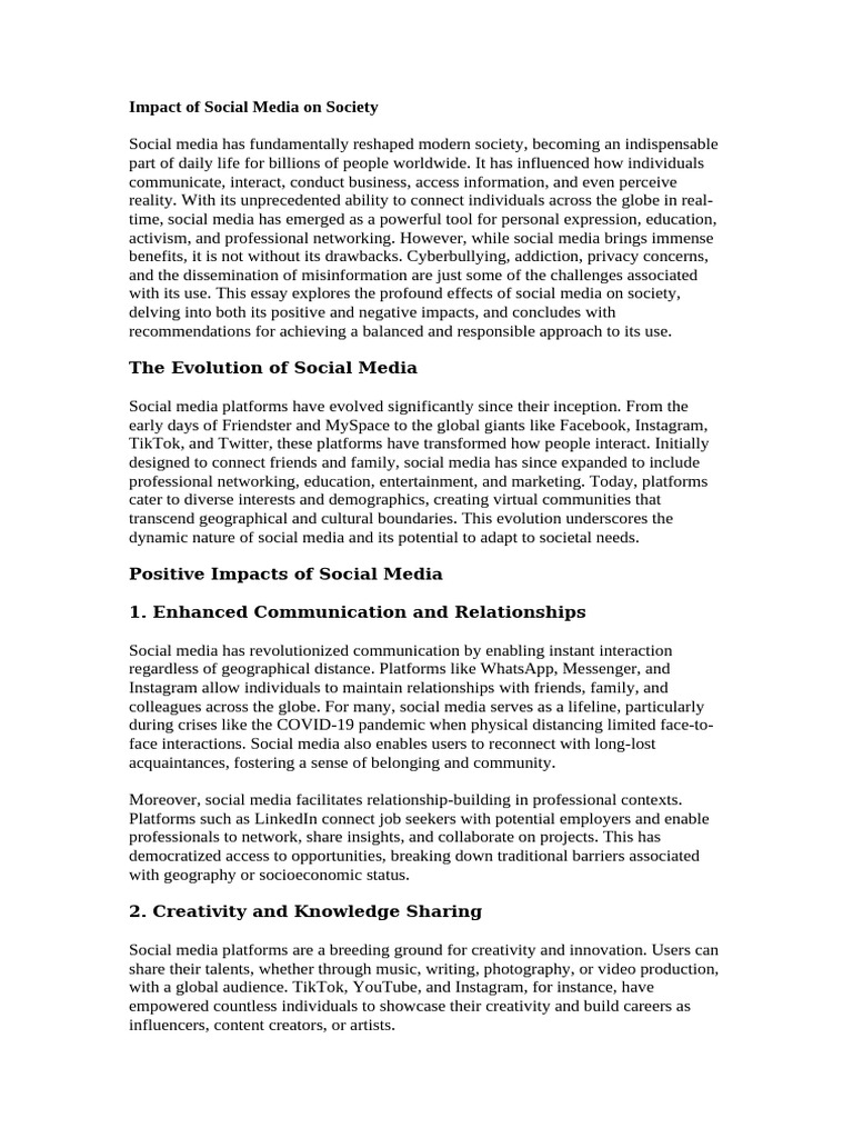 Social Media's Impact on Society | PDF | Social Media | Popular Culture ...