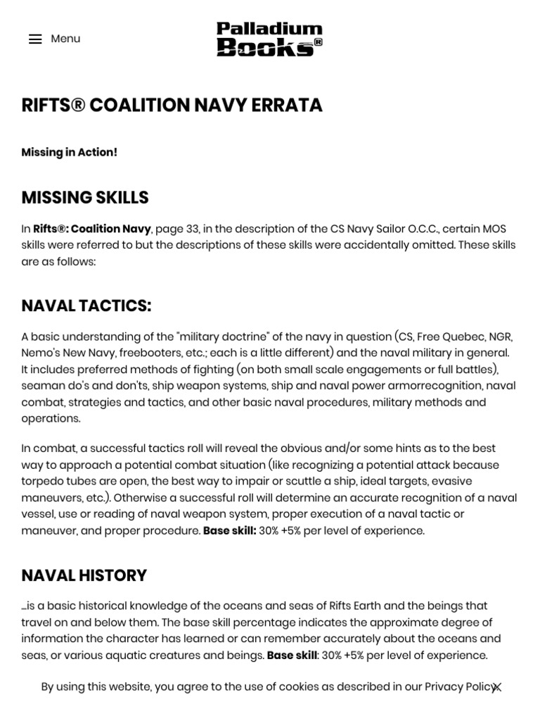 Rifts - Coalition Navy Errata | PDF | Shell (Projectile) | Warfare