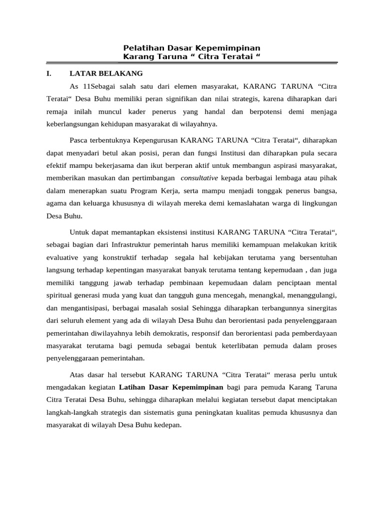 Pelatihan Kepemimpinan Karang Taruna Buhu | PDF