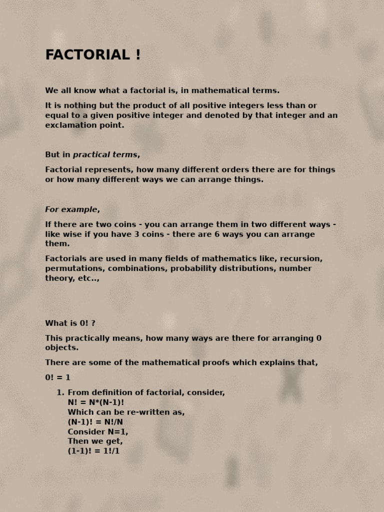 FACTORIAL | PDF