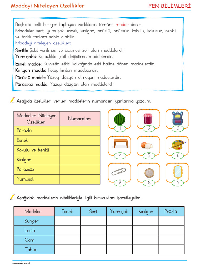 Sinif Maddeyi Niteleyen Ozellikler | PDF