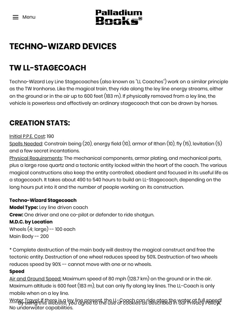 Rifts - New West Techno-Wizard Devices | PDF | Stagecoach