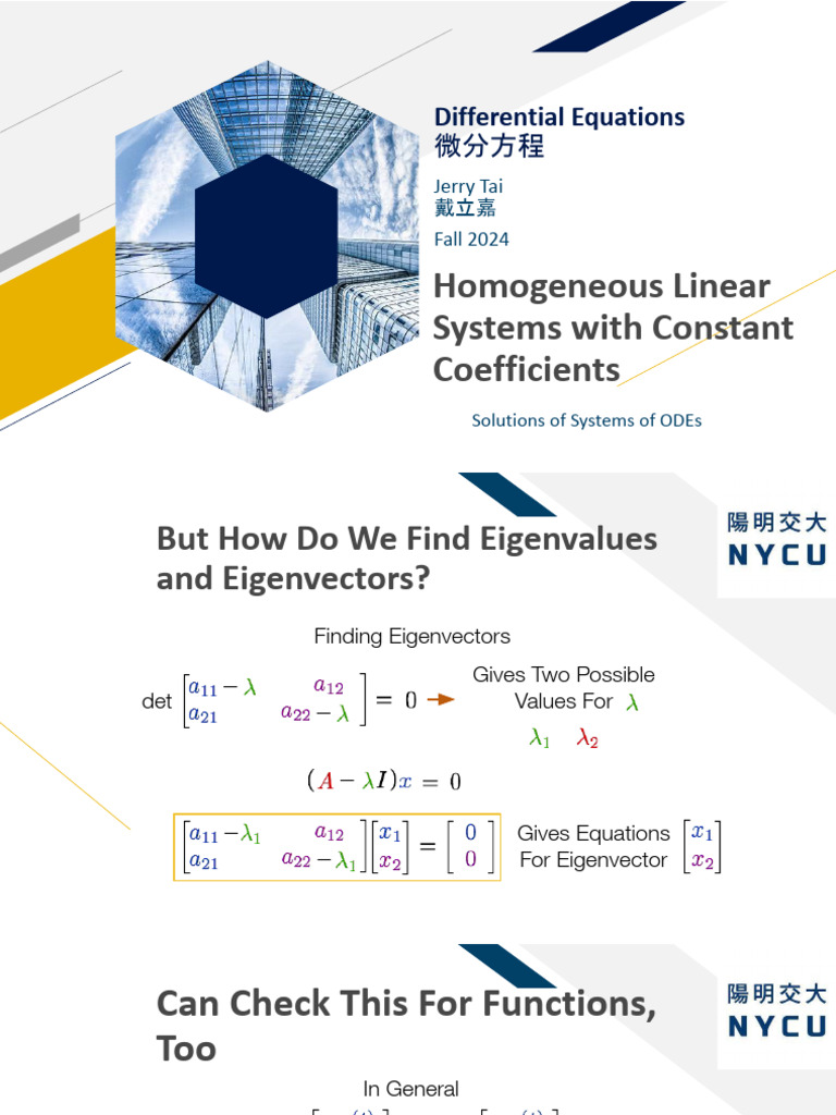 2024_Differential_Equation_Lecture15 | PDF | Eigenvalues And Eigenvectors | System Of Linear ...
