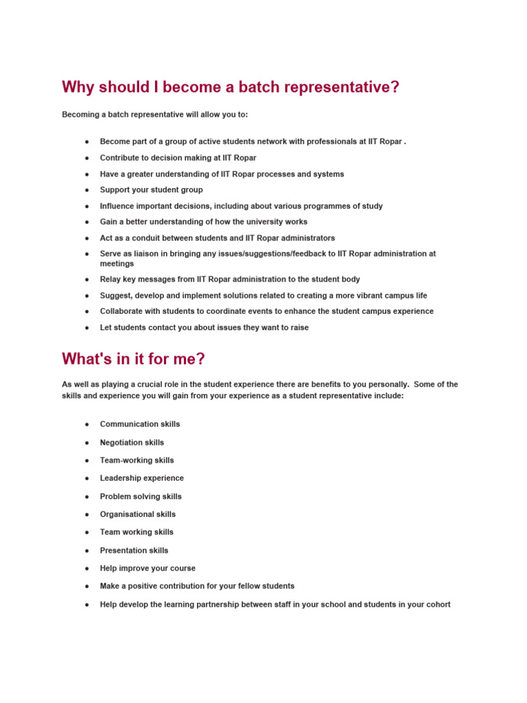 Batch Representative | PDF