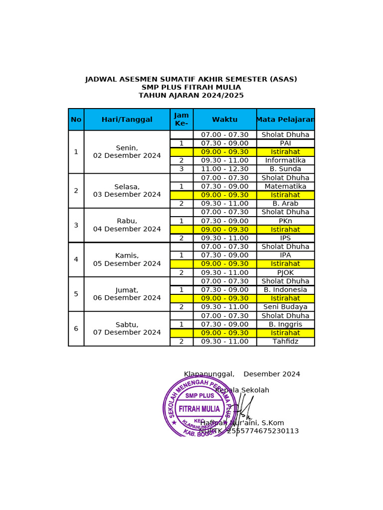 L3 L4 Jadwal Asas Ganjil 2024 | PDF