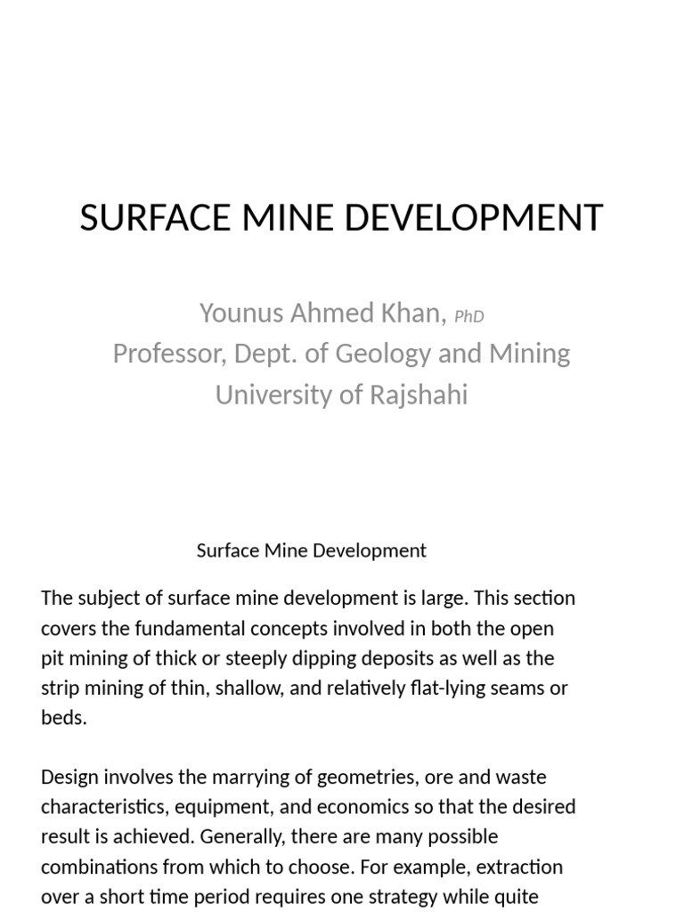 Surface Mine Development Overview | PDF | Mining | Surface Mining