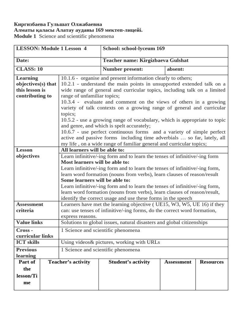 Module 1, Science and Scientific Phenomena Lesson 4 | PDF | Verb | Linguistics