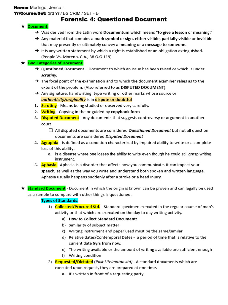 Forensic 4 - Questioned Document | PDF