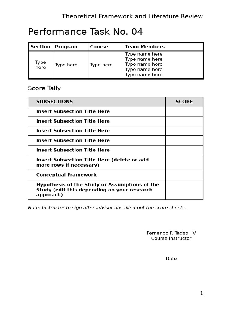 Performance Task 04 - Special Topics - Theoretical Framework and Literature Review | PDF ...