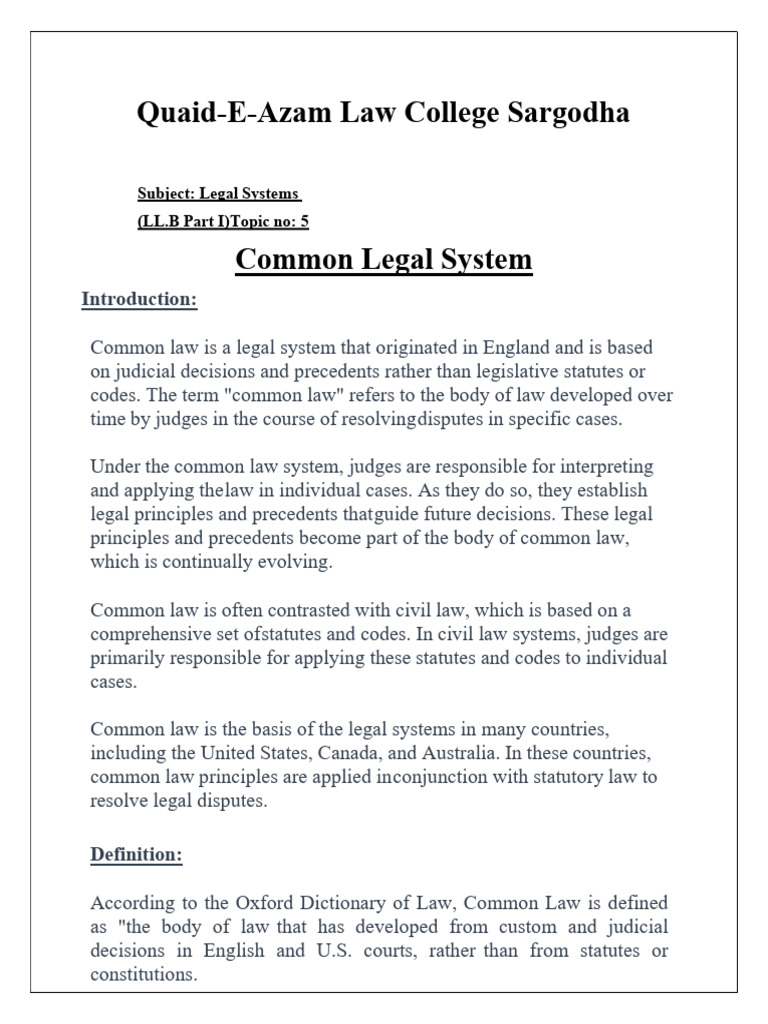 Common Legal System 5 | PDF | Common Law | Supreme Courts