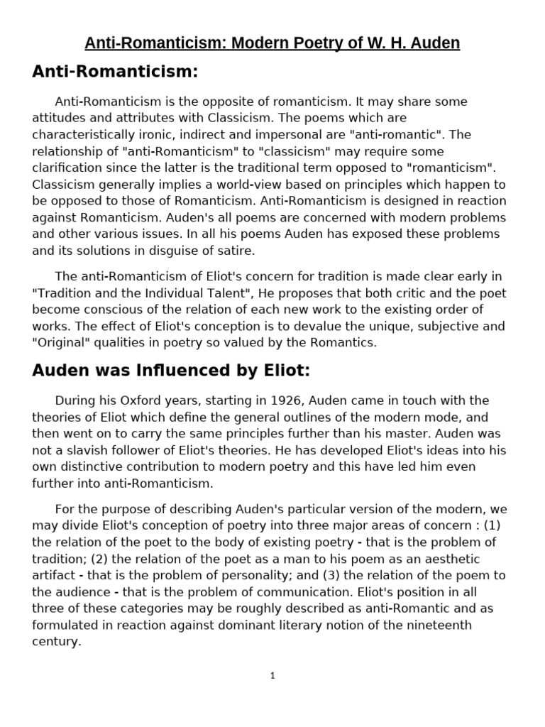 S - W. H. Auden-A Modernist Poet | PDF | Poetry | T. S. Eliot