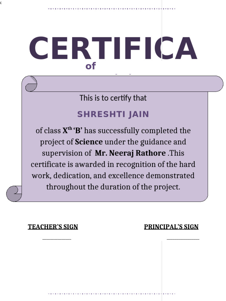 SHRESHTI Science Certificate | PDF