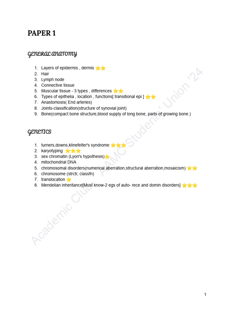 Anatomy & Genetics Study Guide | PDF | Human Anatomy | Anatomy