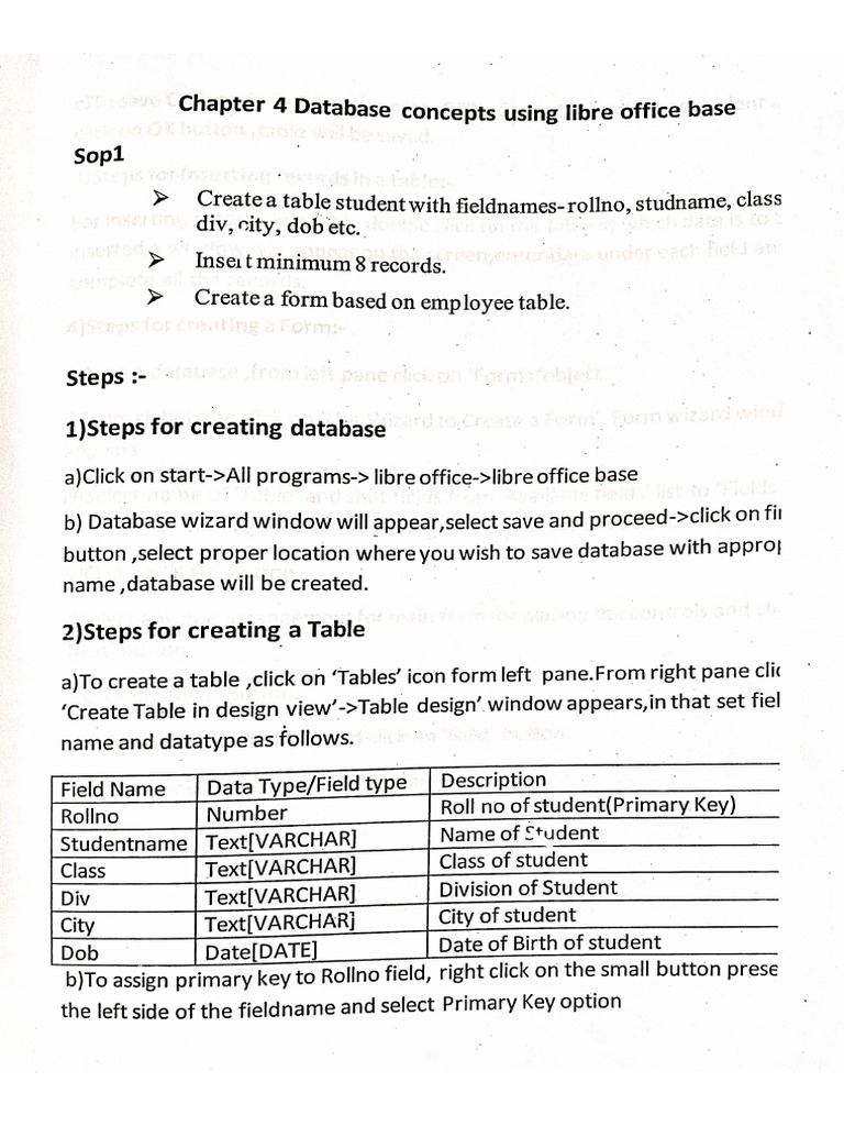 Steps of Database SOP1 | PDF