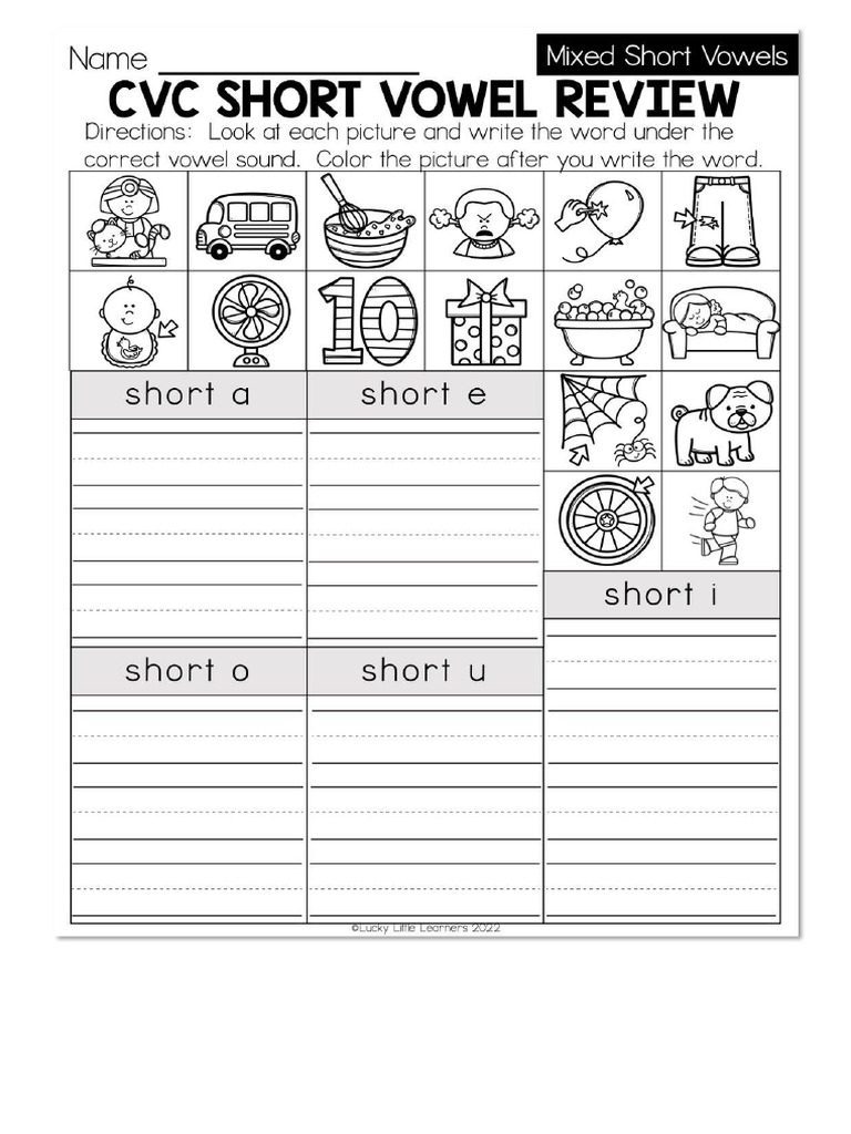 Mixed Short Vowels 听音写单词 | PDF