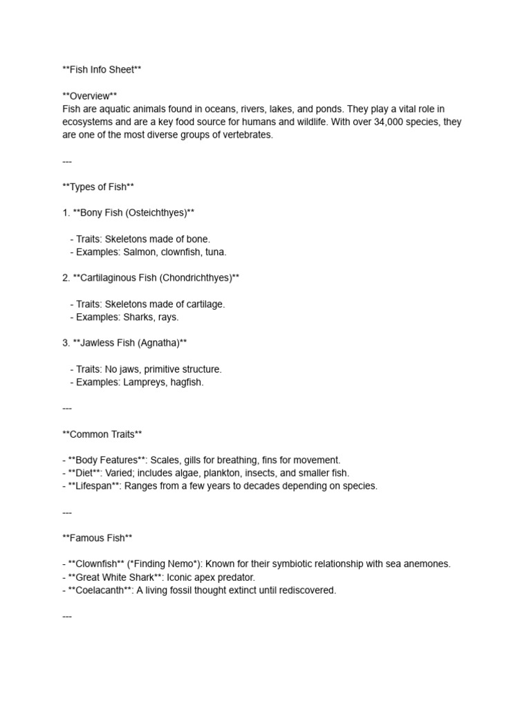 Fish Info Sheet | PDF