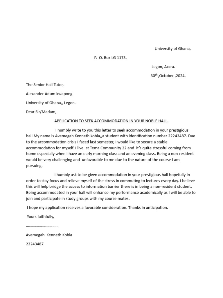 Accommodation Letter | PDF