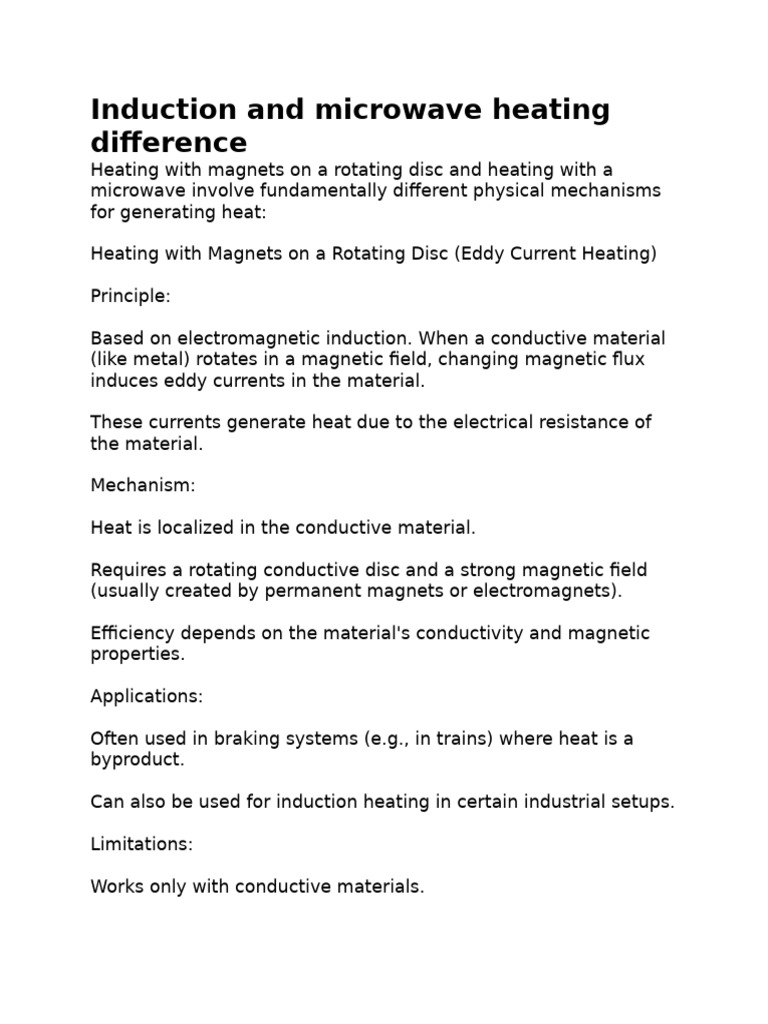 Induction and Microwave Heating Difference | PDF | Electromagnetic ...