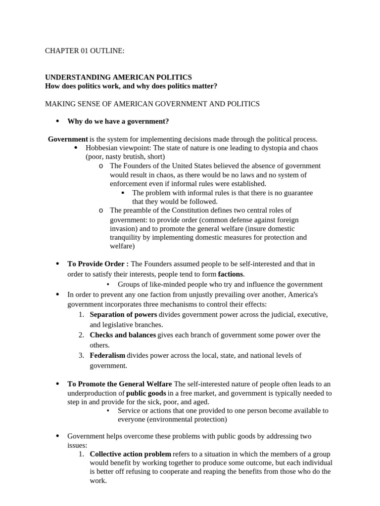 Intro To American Politics Outline 1 | PDF | Democracy | Political ...