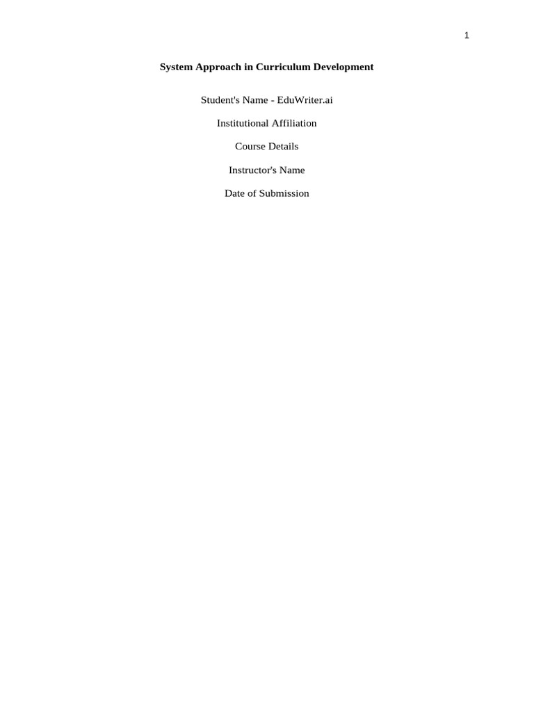 System Approach in Curriculum Development | PDF | Curriculum | System