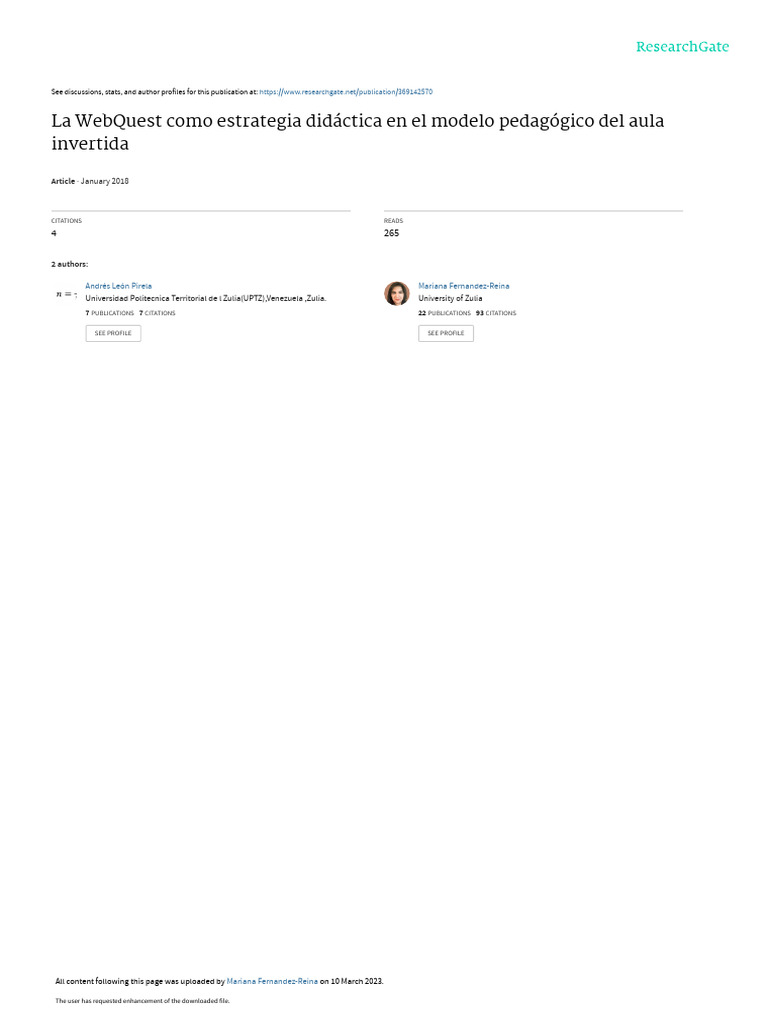 La WebQuest Como Estrategia Didactica en El Modelo Pedagogico Del Aula Invertida | PDF ...
