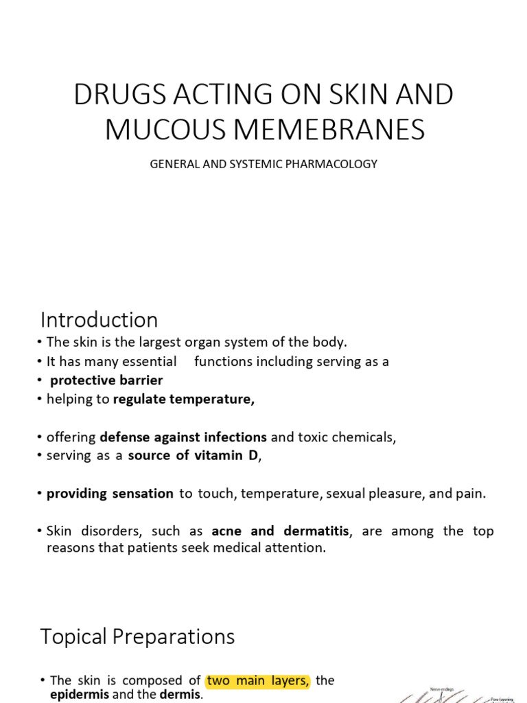 L36 Drugs Acting On Skin Amd Mucous Memrane | PDF | Topical Medication ...