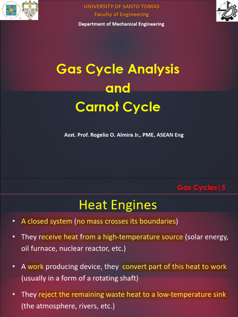ME 264 10 Gas Cycle Analysis & Carnot Cycle | PDF | Heat | Second Law Of Thermodynamics
