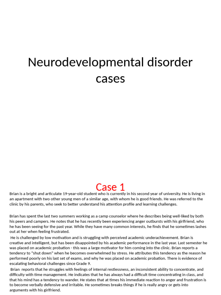 Neurodevelopmental disorder cases | PDF | Anger | Stuttering