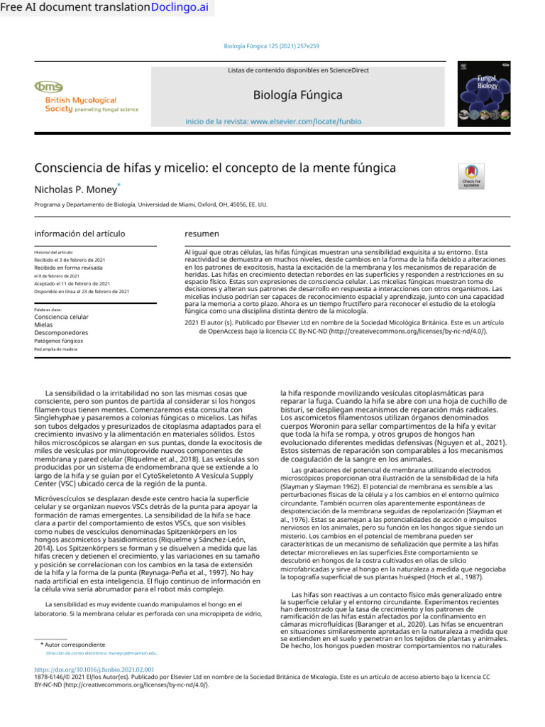 Comunicacion Fungica-esb Doclingo.ai | PDF | Hongo | Comportamiento