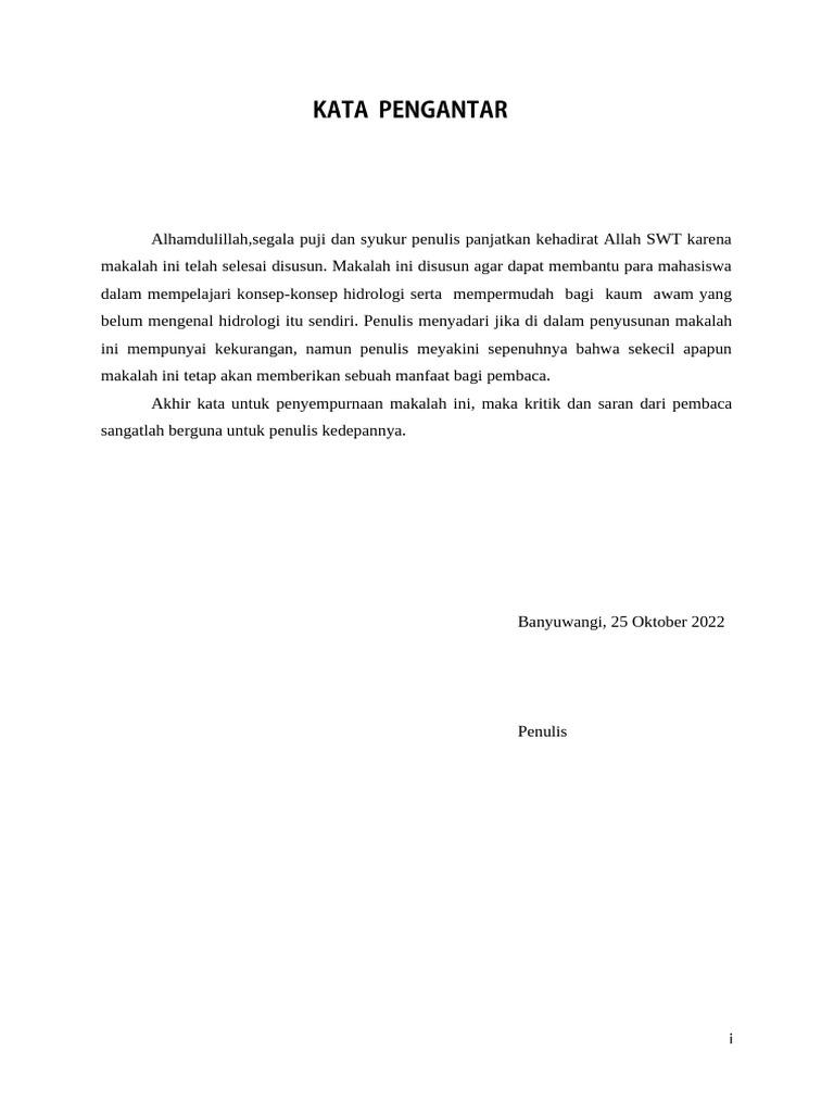 Kata Pengantar Tugas Kik | PDF