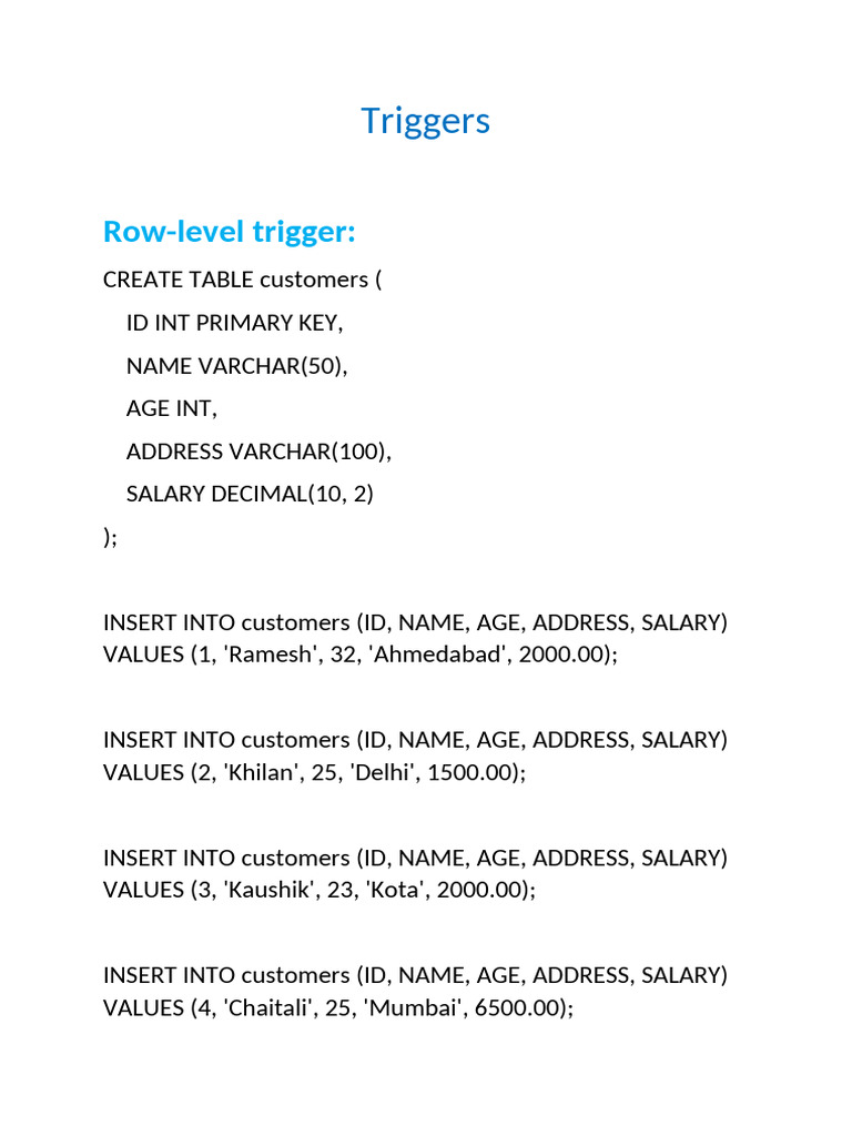 Triggers | PDF | Sql | Data Management