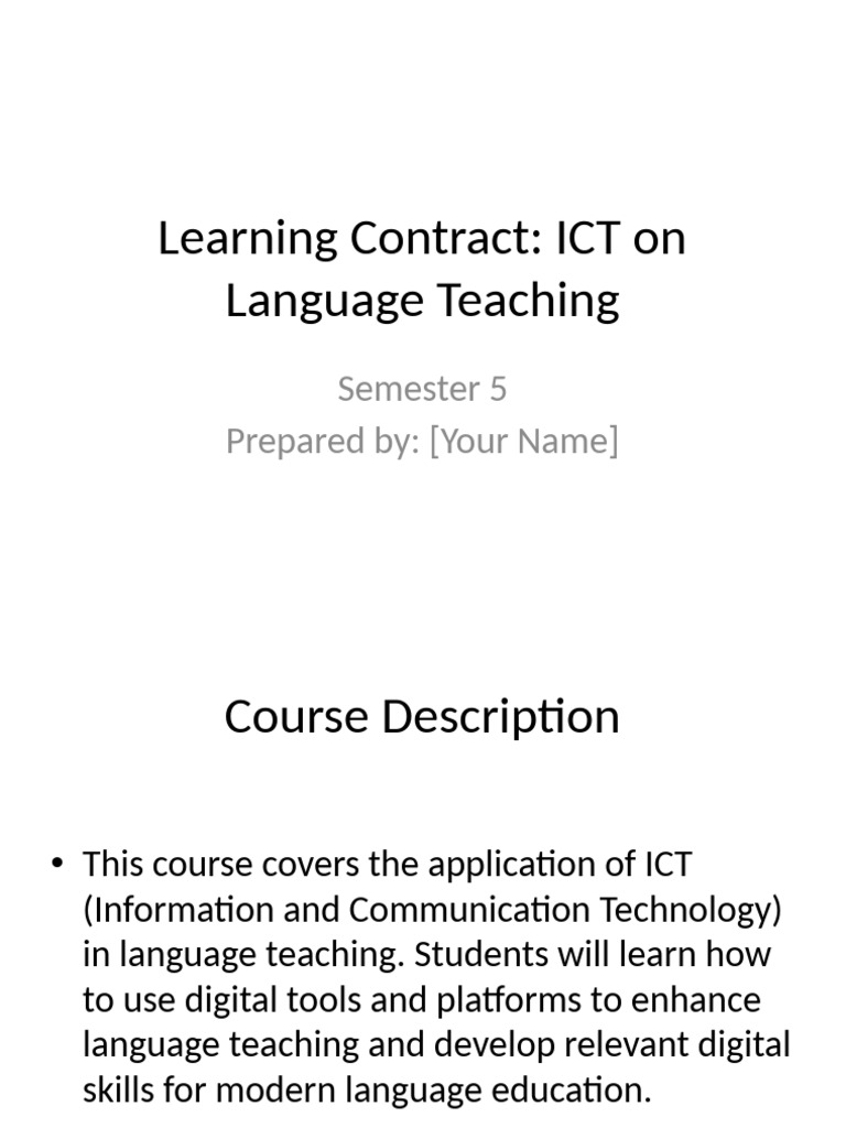 Learning Contract ICT On Language Teaching | PDF