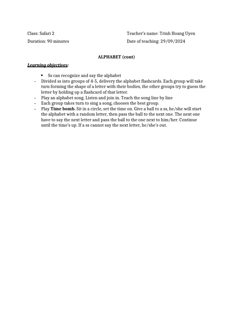Alphabet Lesson | PDF