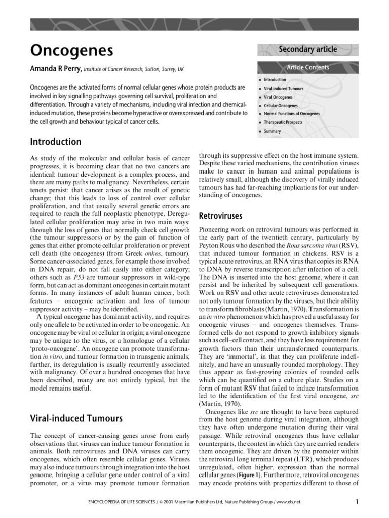 Oncogenes and Cancer Mechanisms | PDF | Oncogene | Retrovirus
