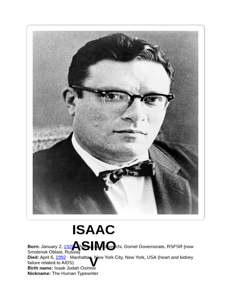 Isaac Asimov Autobiography | PDF | Isaac Asimov | Foundation Universe