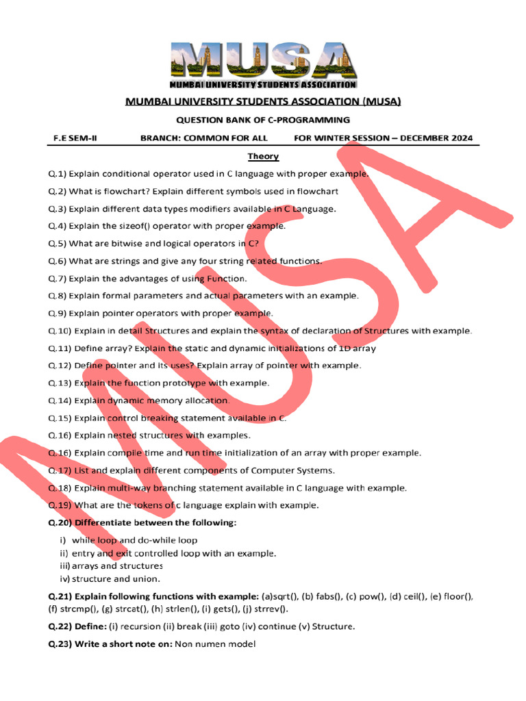 C-Programming QB | PDF