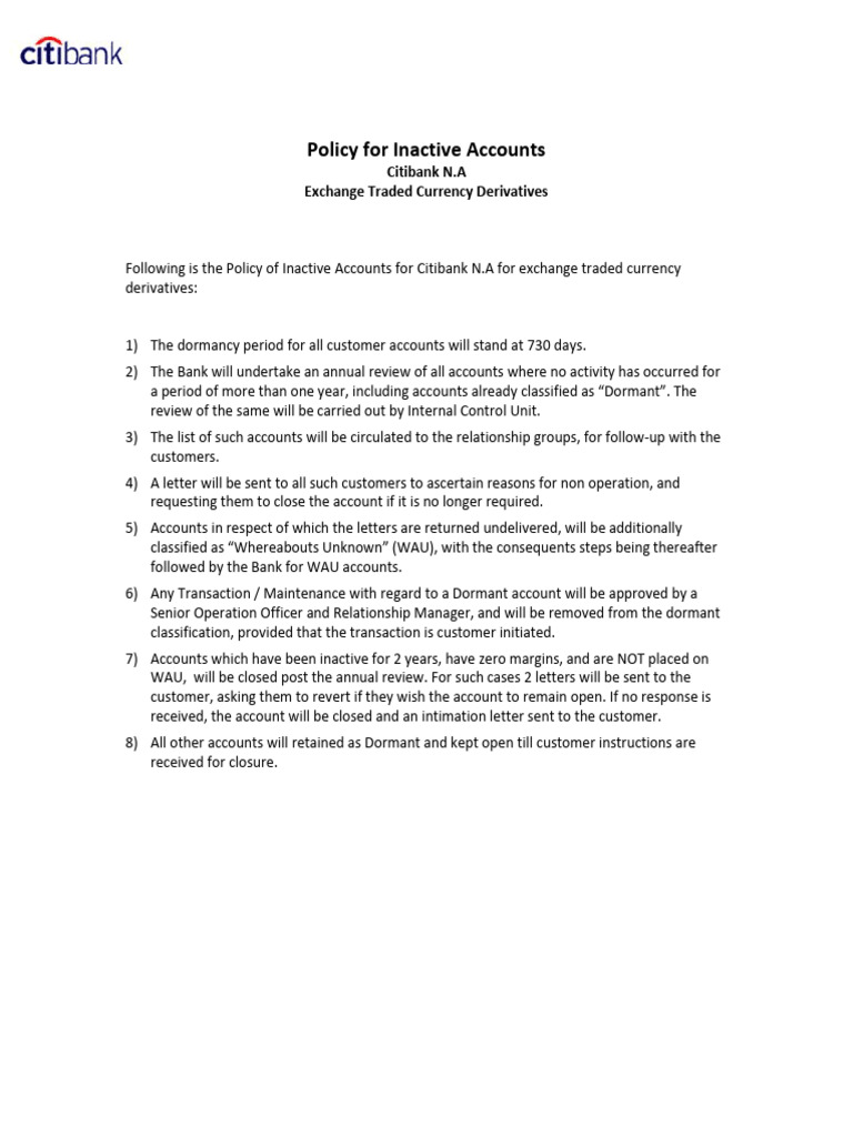 Policy-Inactive-Accounts | PDF