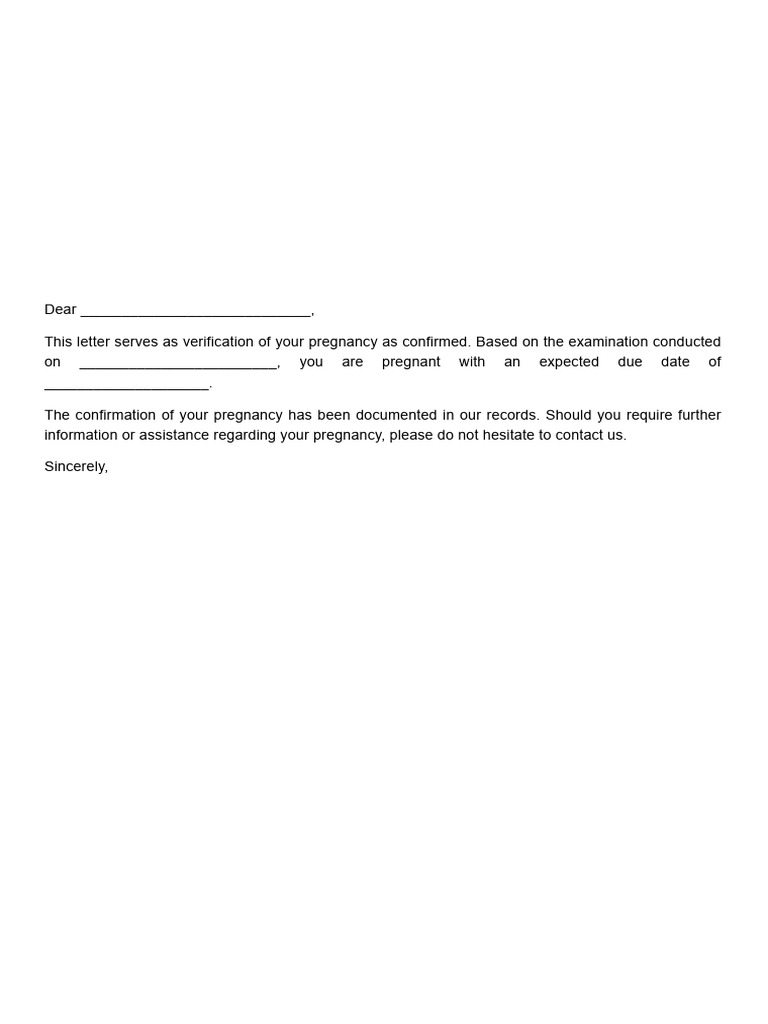 Pregnancy Verification Letter Template | PDF