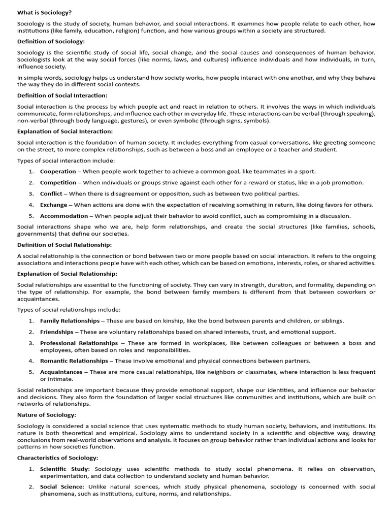 Sociology Chapter - 1 Detailed | PDF | Sociology | Science