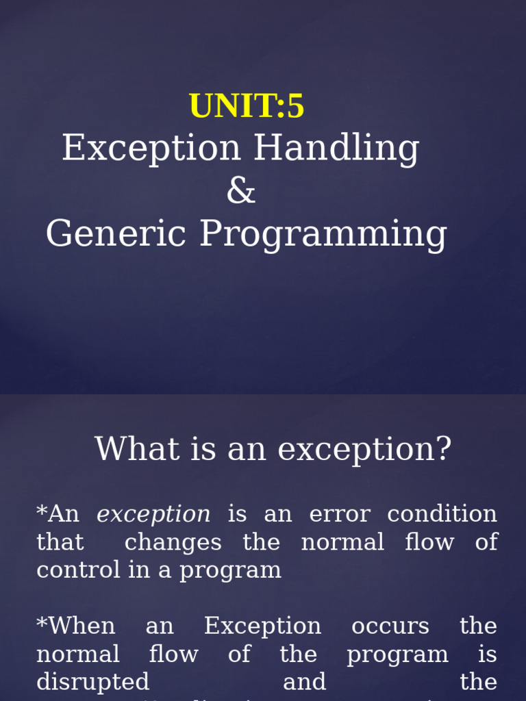 Unit 5 Exception Handling Pdf Class Computer Programming Parameter Computer Programming 9849