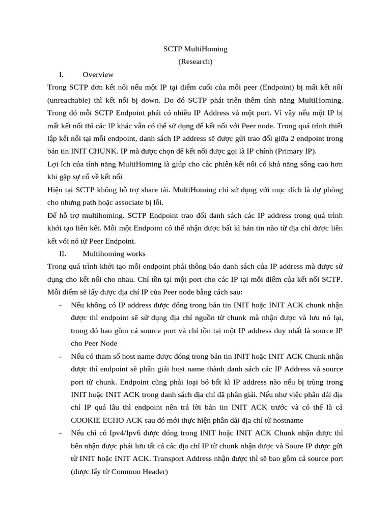 SCTP Multihoming | PDF