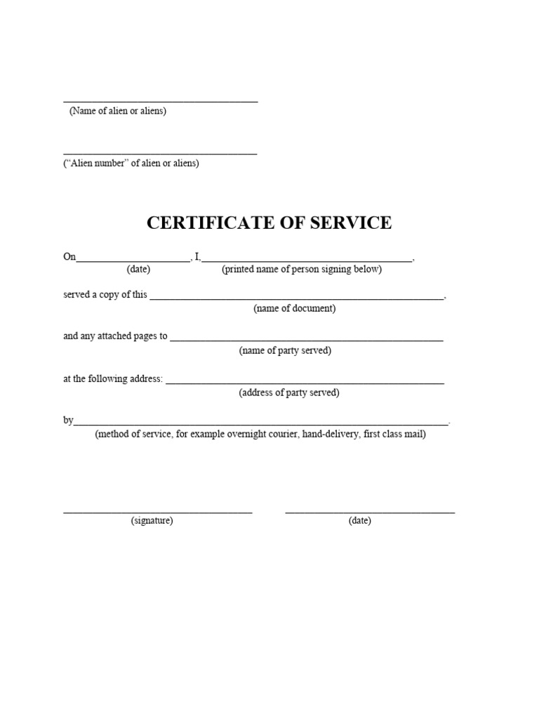 Blank Certificate of Service (1) | PDF
