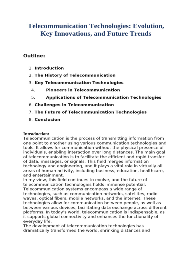 Evolution of Telecommunication Technologies | PDF | Telecommunications ...