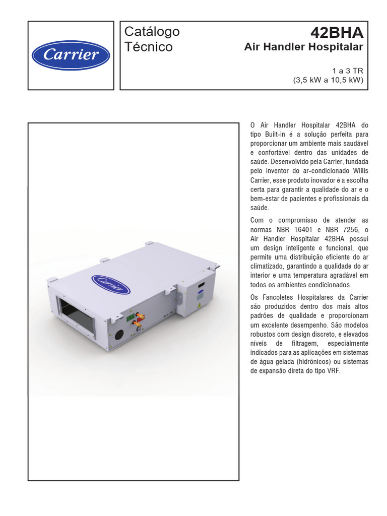 Air Handler Hospitalar 42BHA Carrier | PDF | Automação | Umidade