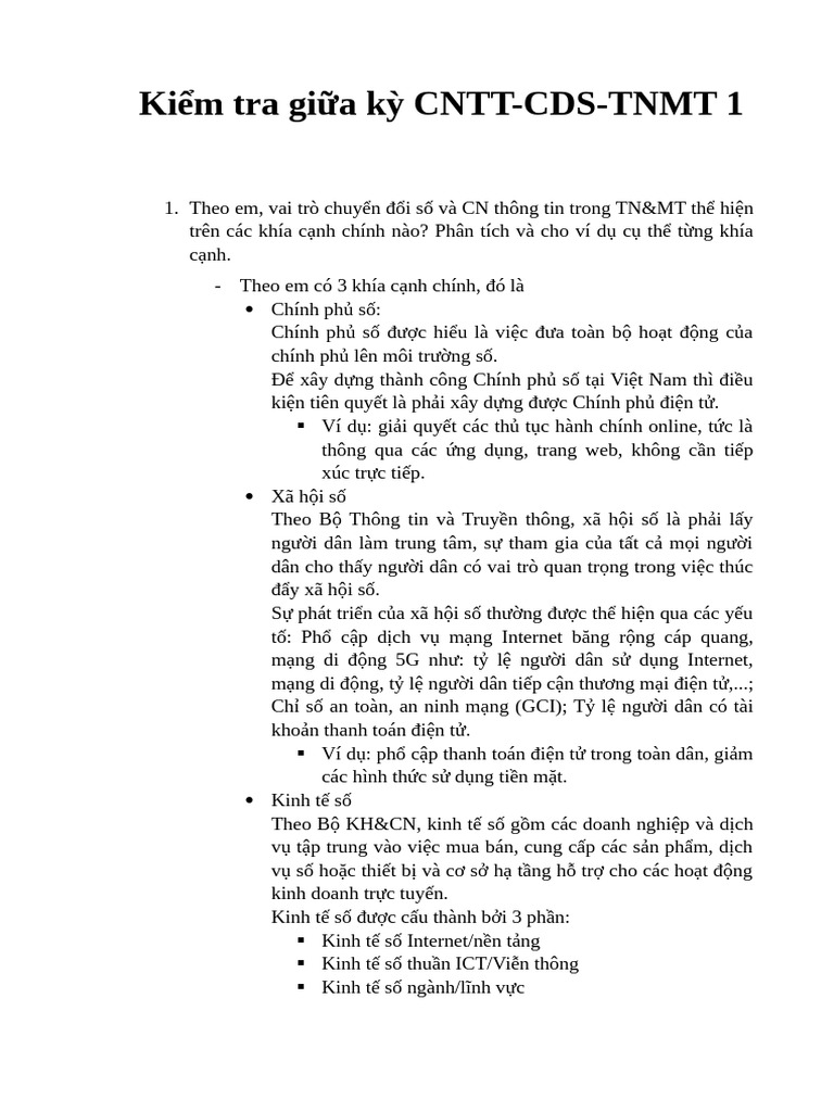 Kiểm tra giữa kỳ CNTT | PDF